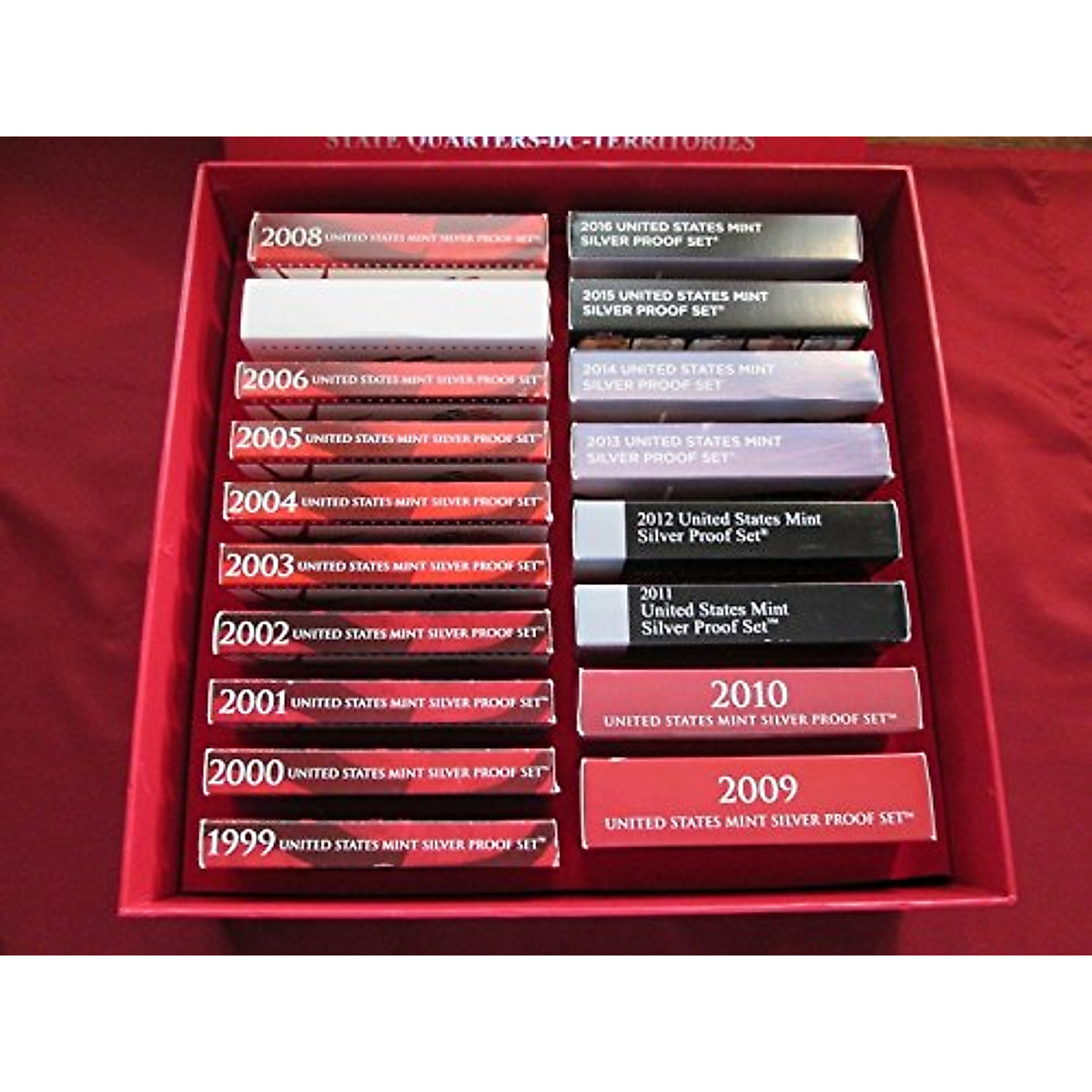 1999 S Silver Proof Set Silver Proof Sets From 1999 to 2016 In Collectors Box Brilliant Uncirculated