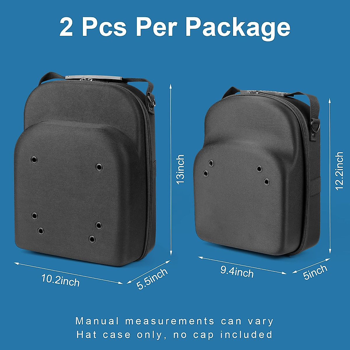 Epesoware 2pcs Hat Travel Case for Baseball Caps - Premium Hat Carrier Case with Carrying Handle, Shoulder Strap and Luggage Strap, Protect Up to 10 Hats, Hat Storage Organizer at Home