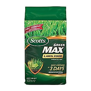 Scotts Green Max Lawn Food - Lawn Fertilizer Plus Iron Supplement Builds Thick, Green Lawns - Deep Greening in 3 Days - Covers 10,000 sq. ft.