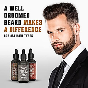 Beard Oil Conditioner 3 Pack - All Natural Variety Set 2 - Bay Rum, Unscented and Sandalwood Oil - Conditioning and Moisturizing for a Healthy Beard Viking Revolution