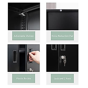 2 Drawers Metal Cabinet, 36” Locking File Cabinet for Garage、Classroom and Office - Black