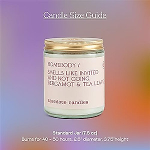 Anecdote Candles ‘Homebody' Coconut Soy Wax Candle Jar | Premium Hand Poured & Long Burning | Bergamot & Tea Leaves Scent | Phthalate-Free | for Home, Office, Gift - 7.8 Oz