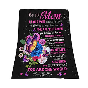 to My Mom Gifts from Daughter/Son Throw Fleece Blankets Birthday Gifts Thanksgiving Day Holiday Blanket for Bed Couch Living Room 60"x50"