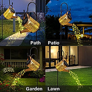 Outdoor Solar Watering Can Lights with holder, Solar Garden Lights, Metal Solar Lanterns Waterproof Garden Decor String Lights,Hanging Solar Lights for Yard Landscape,Pathway,Lawn,Patio,Walkway,Party