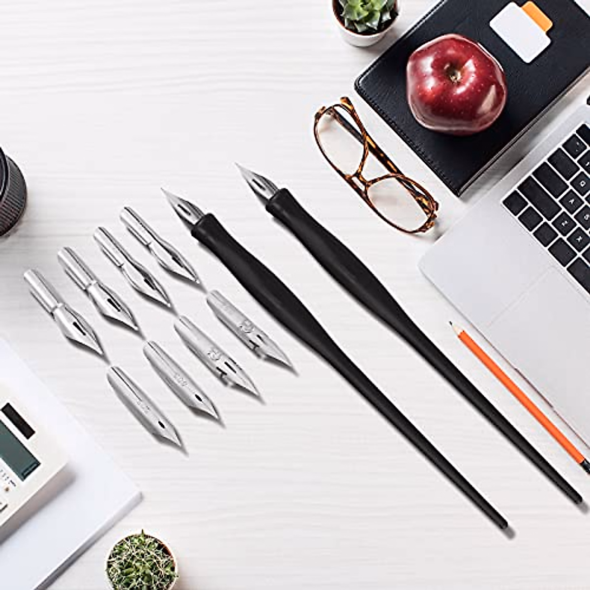 Zonon Oblique Calligraphy Dip Pen Set Include 2-in-1 Calligraphy Oblique or Straight Penholder with 8 Pieces Replacement Nibs (2 Sets)
