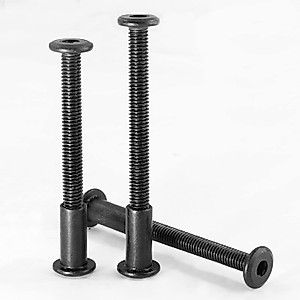 Jersvimc 10 Pair(20 Piece) M6x60mm Hex Drive Socket Cap Bolt with Allen Wrench, Black Furniture Connector Bolts M6 Countersunk Screw Barrel Nuts Binding Screws for Crib Replacement Belt Cabinet