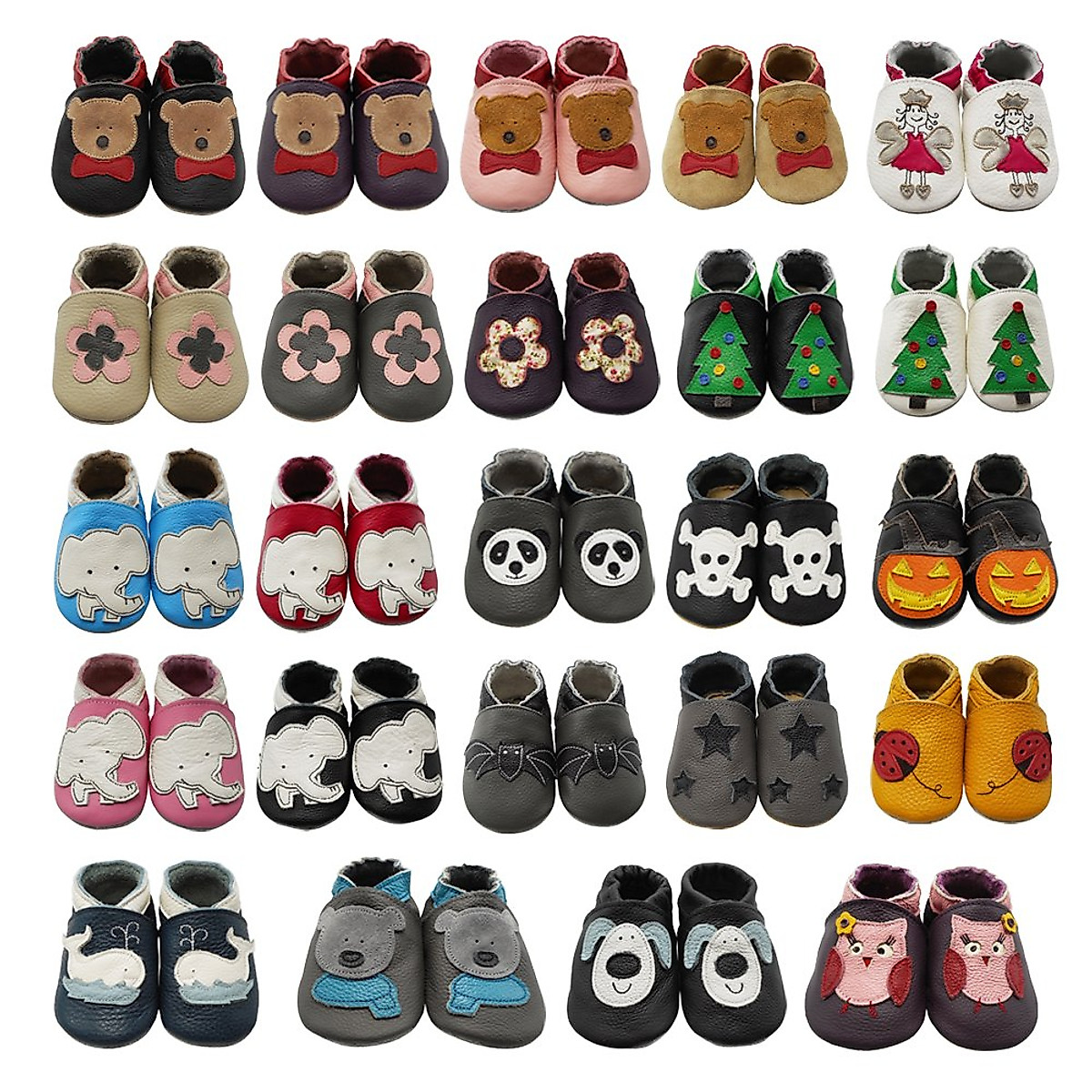 YIHAKIDS Baby Shoes Infant Toddler Soft Anti-Slip Sole Leather Moccasins Cartoon Stars Baby Slippers (6-6.5 US/6-12 Mo./5.1in, Dark Gray)