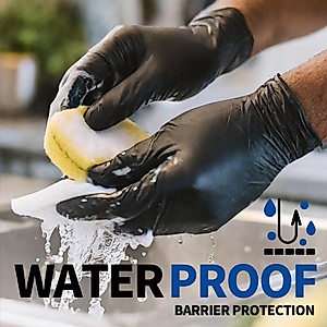 Supmedic Disposable Nitrile Gloves, Chemical Resistant, Powder-Free, Latex-Free, Food Safe, Medical Exam Gloves, Black, Large, 100 Pcs