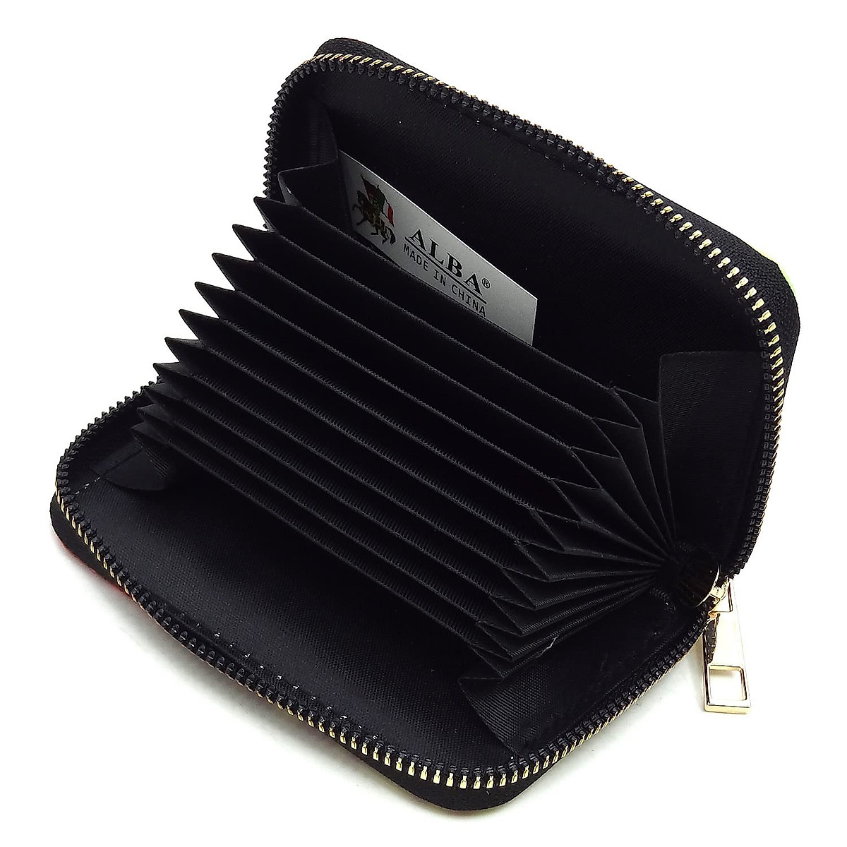 Mizuba Multi Graffiti Print Accordion Card Holder Wallet Small Credit Card Holder Cash Coin Carry Wallet (Black)