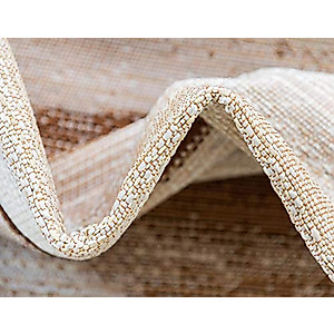 Unique Loom Outdoor Modern Collection Area Rug - Shore (10' x 12' 2" Rectangle, Brown/ Beige)