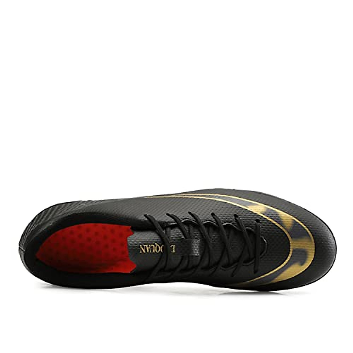 AOLEYECompetitive Unisex Soccer Shoes Men Women Indoor Outdoor Football Boots Athletic Turf Mundial Team Cleat Running Sports Lightweight Breathable Anti-Skid Damping Shoes Black