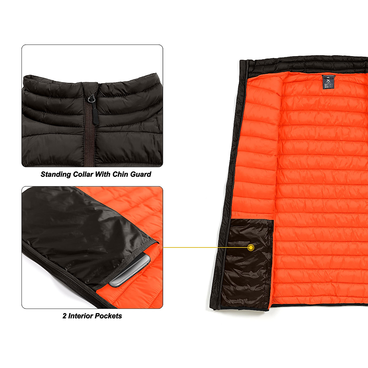 Little Donkey Andy Men's Lightweight Puffer Vest Warm Thermal Sleeveless Jacket for Golf Casual Travel Slate Brown L