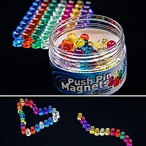 56 Colorful Magnets for whiteboard | 7 Assorted Color Strong Push Pin Magnets | Perfect Magnetic Push Pins to use as Refrigerator Magnets, Whiteboard Magnets, Classroom Magnets, Office Magnets