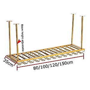 Stylish Simplicity Down Wine Glass Stylish Simplicity Rack Vintage Wrought Iron Household Simple Goblet Bracket Kitchen Cutlery Bottle Holder Adjustable Height Bar Floating Wine Rack (Golden 120 * 3