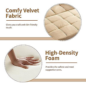 NIOIIKIT 3-in-1 Convertible Sleeper Sofa Bed, Modern Velvet Loveseat Sofa Couch, Chaise Lounge with Adjustable Backrest, Pillows, Pocket, Pull Out Bed for Living Room, Bedroom (Khaki)