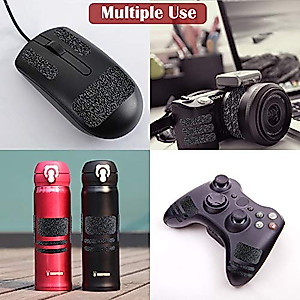 4 Pieces Grip Phone Tape Decals Anti-Slip Rubber Textured Phone Tape Adhesive Traction Grip Decal Stickers for Phones Tablet Computer Gaming Cases (Black)