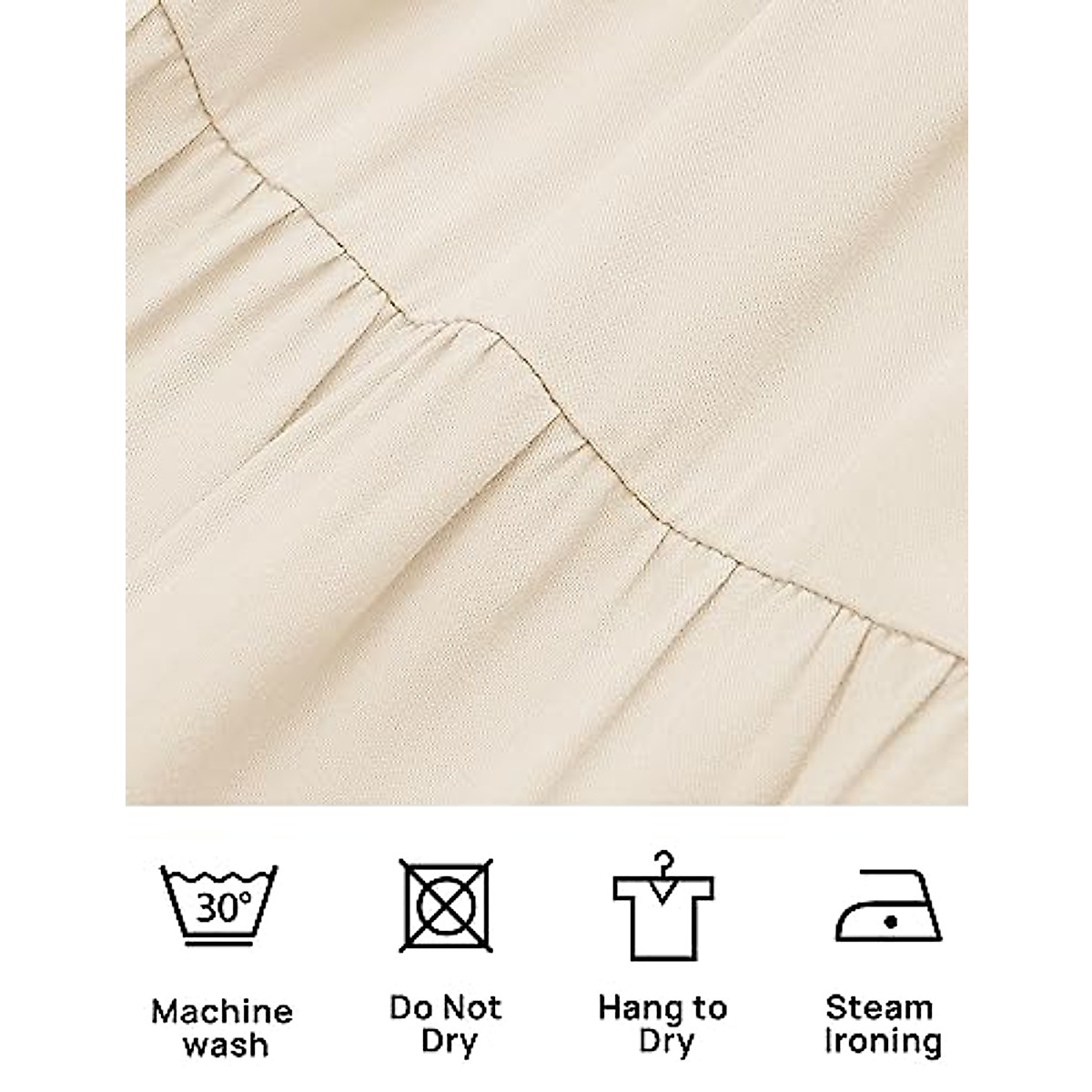 ZESICA Women's 2023 Casual Long Sleeve Crew Neck High Waist Smocked Flowy Tiered Midi Dress,Beige,Medium