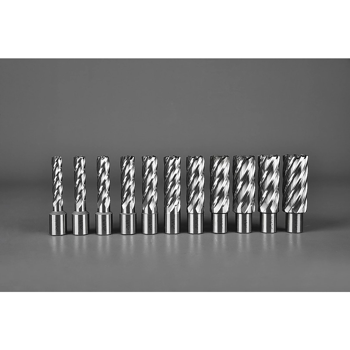 Annular Cutter Set 13 pcs JESTUOUS 3/4 Inch Weldon Shank 2 Cutting Depth and Cutting Diameter from 7/16 to 1-1/16 for Drill Press HSS Standard Kit Two Flat with 2 Pilot Pins
