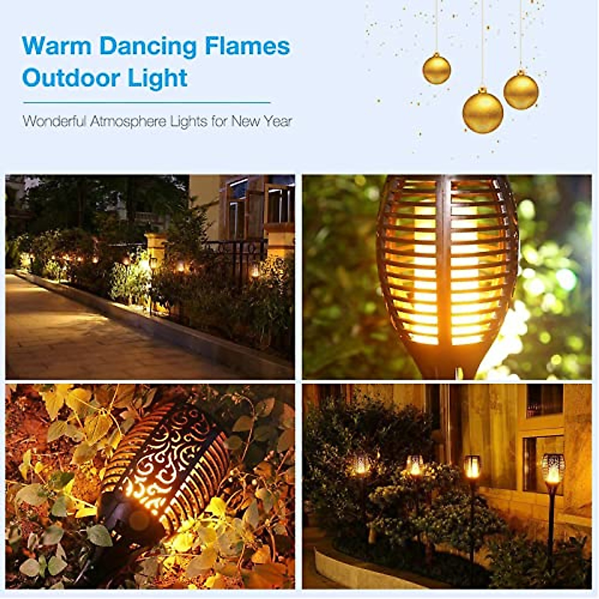 Solar Lights Outdoor (Super Large Size), 99 LED Solar Tiki Torches with Flickering Flame, Waterproof Solar Powered Lights Halloween Decorations Garden Yard Pathway Decor