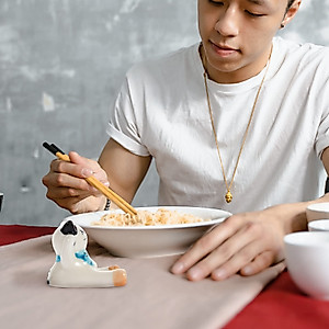 Hemoton 5pcs Chopsticks Rests，Cute Cat Chopsticks Rest Ceramic Chopsticks Holder Rack for Dinner Fork Spoon Knife Tableware