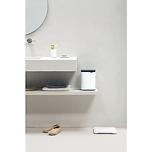 Brabantia Small Bo Trash Can 1.1 Gal - Easy Open, Soft Closing Lid, Hygienic, Space Efficient - for Bathroom, Home Office, Bedroom - White - LWH 7.9 x 6.8 x 10.7