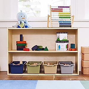 ECR4Kids Streamline 2-Shelf Storage Cabinet, 24in, Kid's Bookshelf, Natural