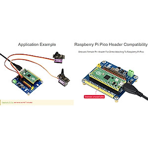 TOP1 Waveshare Raspberry Pi Pico Servo Drive Expansion Board Support 16 Channels 16-bit Resolution Standard Servo Interface 5V Voltage Regulator Chip