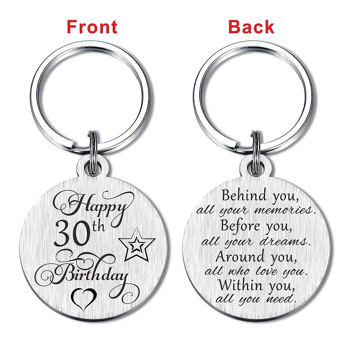 Laluminter 30 Years Old Birthday Gifts for Women Men - Happy 30th Birthday Bday Decorations Keychain Presents for Him Her