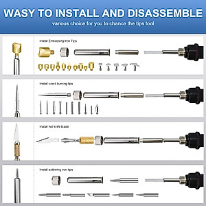 Wood Burning Kit, Wood Burning Tool Adjustable Temperature Woodburning Pyrography Pen Kit for Adults 46 Pcs