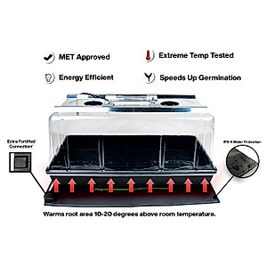 Viagrow Seedling Station Deluxe Kit with LED Grow Light, Propagation Dome, 4X Durable Seedling Tray, 50 Coir Seedling Starters & Heat mat
