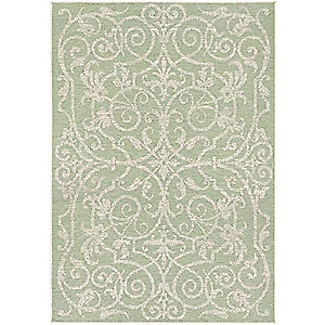 Couristan Monaco Summer Quay Indoor/Outdoor Area Rug, 3'9" x 5'5", Ivory/Light Green