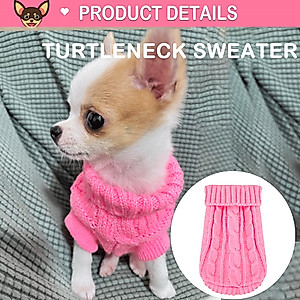Kallfir's cutie XXS Dog Sweater, 2 Pieces Turtleneck Knitted Chihuahua Sweater Yorkie Teacup Dog Clothes Small Dogs Girl Winter Warm Sweaters Pet Cat Sweater Cold Weather Puppy Clothes XX-Small