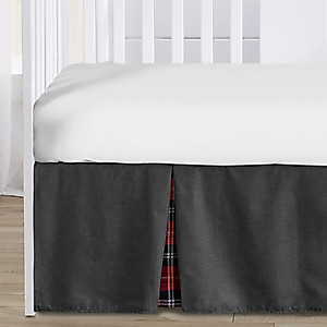 Sweet Jojo Designs Grey, Black and Red Woodland Plaid and Arrow Rustic Patch Baby Boy Crib Bedding Set 4 pieces - Flannel Moose Gray
