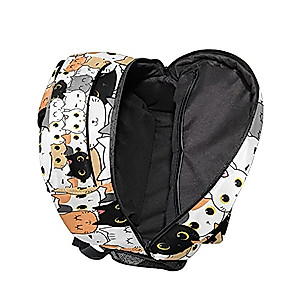 MCHIVER Cute Cats Backpacks for School Travel Laptop Backpack with Water Bottle Pocket Lightweight Adjustable Buckle Casual Daypack 16 Inch