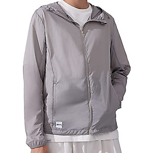 BENEUNDER UPF 50+ Outdoor Jackets Unisex, Full Zip-Up Lightweight Quick-Dry Jacket for Hiking Cycling Water Sports(LightGray 170/92A)