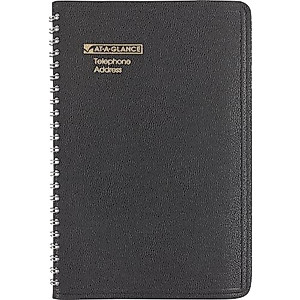 AT-A-GLANCE Large Telephone & Address Book, 800+ Entries, 4-7/8" x 8" Page Size, Black (8001105)