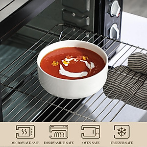 MALACASA 24 OZ Cereal Bowls, Porcelain Soup Oatmeal Bowls Kitchen Ceramic Bowls Set of 4 Dishwasher Microwave Oven Safe, White, Series LUNA