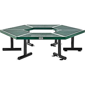 Global Industrial Hexagon Outdoor Tree Bench, Expanded Metal, 73" L x 63" W x 18" H, Green