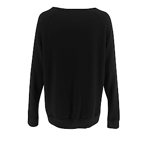 PRETTODAY Women's Casual Crew Neck Sweatshirts Raglan Long Sleeve Solid Tunic Tops Loose Pullovers Black