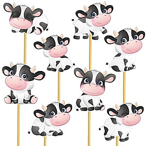Cow Party Centerpieces Decoration 24pcs Cow Theme Party Table Toppers for Cow Baby Shower Centerpieces Decoration Farm Animal Birthday Party Supplies