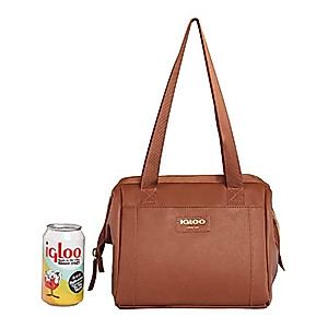Igloo 15-can Premium Luxe Softsided Satchel Bag, Cognac