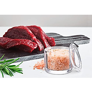 KooK Glass Salt Cellar, with Airtight Lid, Embossed Pressed Glass, Clear Storage Container, for Coffee, Sugar, Spices and Candies, Dishwasher Safe, 10 oz (Clear)