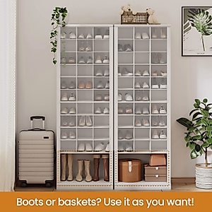 Hzuaneri 11-Tier Shoe Storage Cabinet, Free Standing Closet Organizers and Storage with 31 Open Cubbie, Space Saving Shoe Rack for Entryway, Bedroom, White 02001BSR