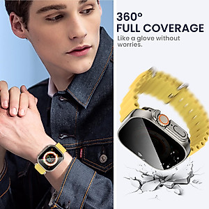 Tensea (2-in-1 for Waterproof Apple Watch Ultra 2/Ultra Screen Protector Case 49mm, iWatch Protective PC Face Cover Built-in Privacy Tempered Glass Film [26° Anti Spy] [360° Full Protection]