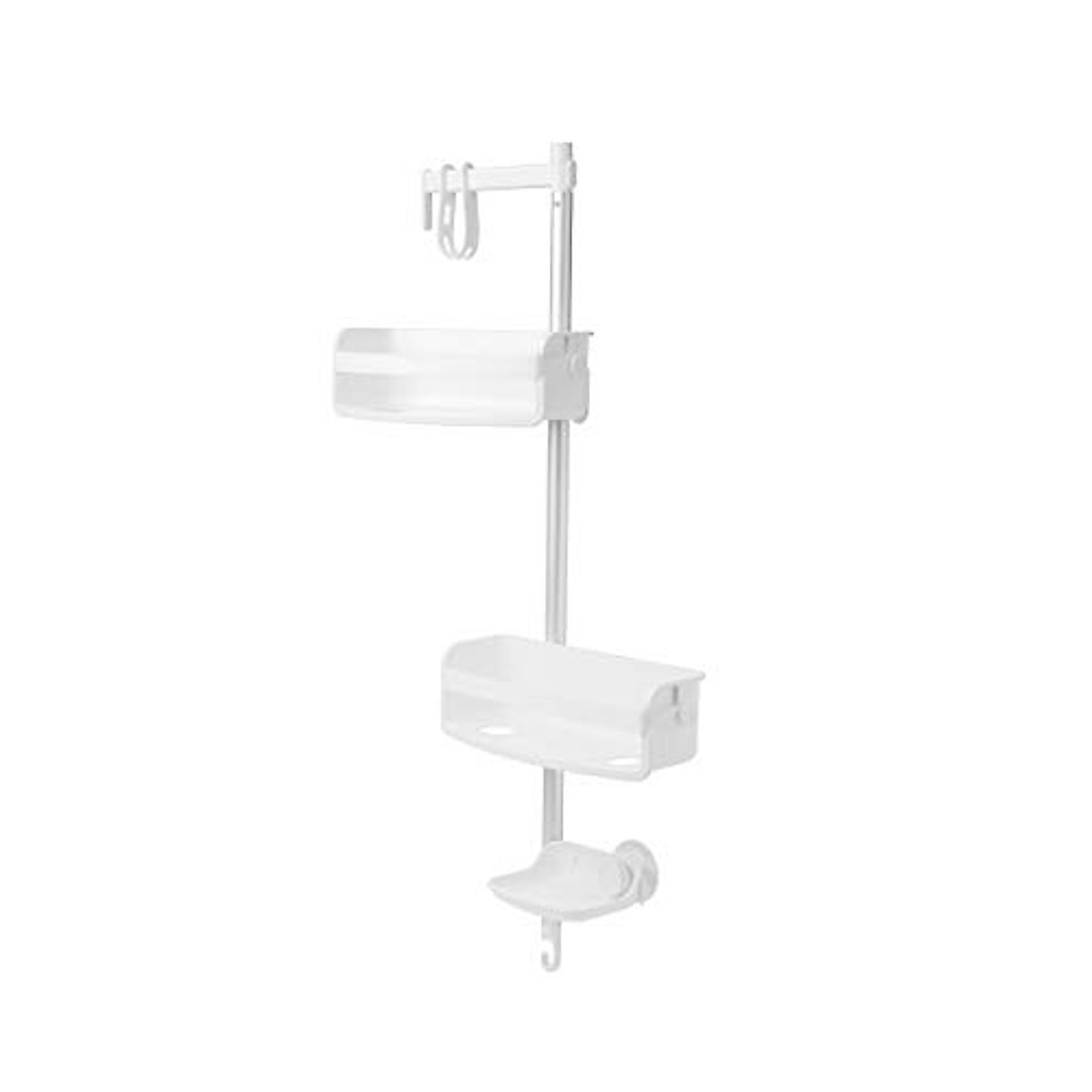 Umbra Flipside Flex Pole Shower Caddy, Adjustable Shower Caddy with Flex Gel-Lock Technology, Works on Rail and Hand-Held Showers, White/Nickel Finish
