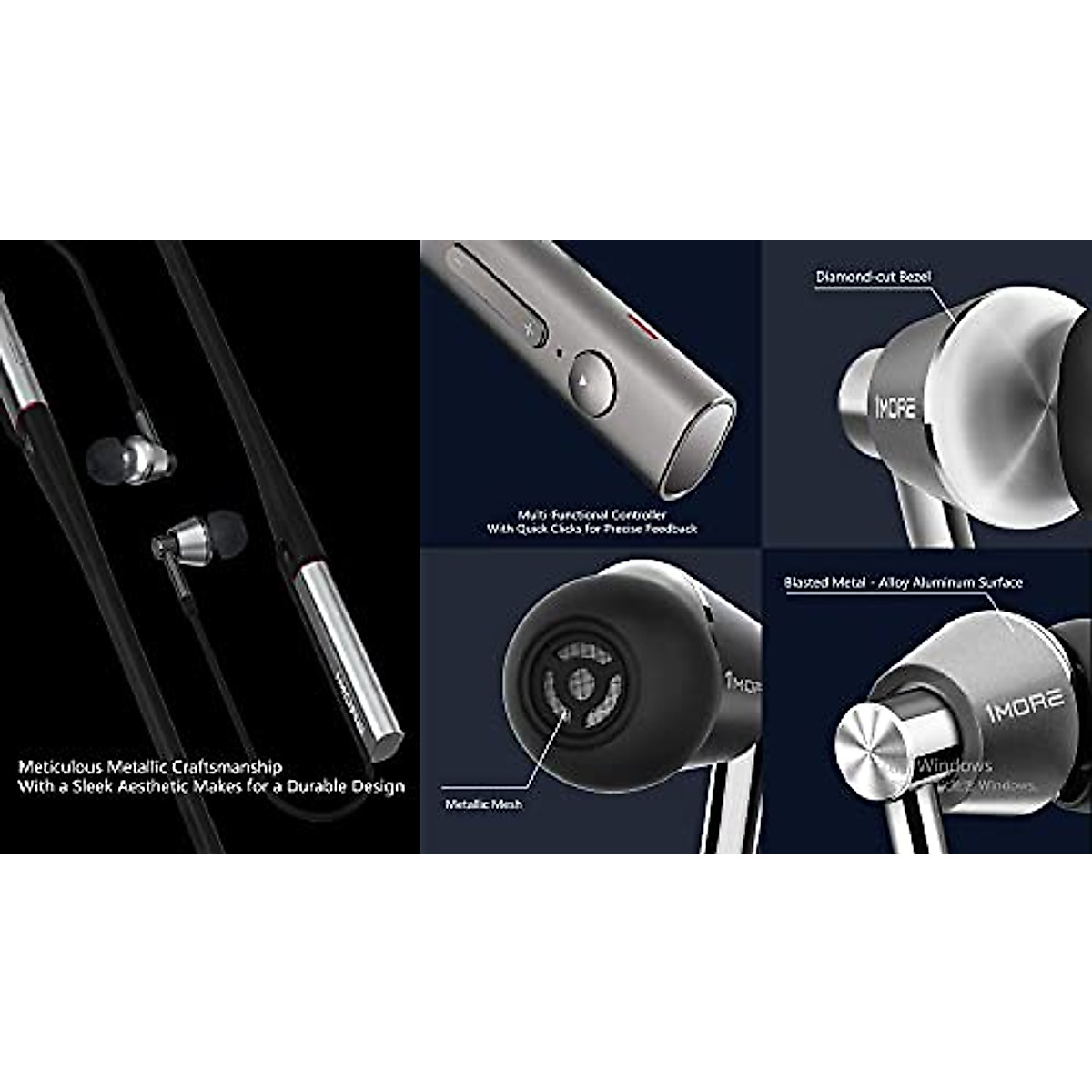 1MORE Wireless Earbuds Triple Driver Bluetooth Neckband Earphones with Hi-Res LDAC Wireless Sound Quality,Fast Charging,7-Hour Playtime,Environmental Noise Isolation (Renewed)