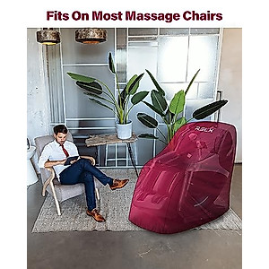 RELX Massage Chair Cover, Full Body Shiatsu Massage Chair Cover with Drawstring, Waterproof & Dustproof Cover, Removable Shield, Storage, Machine Washable (Red)