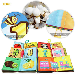 My First Soft Book,teytoy Nontoxic Fabric Baby Cloth Books Early Education Toys Activity Crinkle Cloth Book for Toddler, Infants and Kids Perfect for Baby Shower -Pack of 6