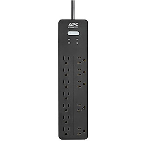 APC Surge Protector Power Strip, PH12, 2160 Joules, Flat Plug, 12 Outlet Power Cord Strip Black