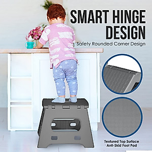 SPLENDOLE Folding Step Stool - 11-Inch Non-Slip Foot Stool for Kitchen, Bathroom, Living Room - Compact and Lightweight Stool Chair with 250-Lb Maximum Weight Capacity Step Stools for Kids and Adults